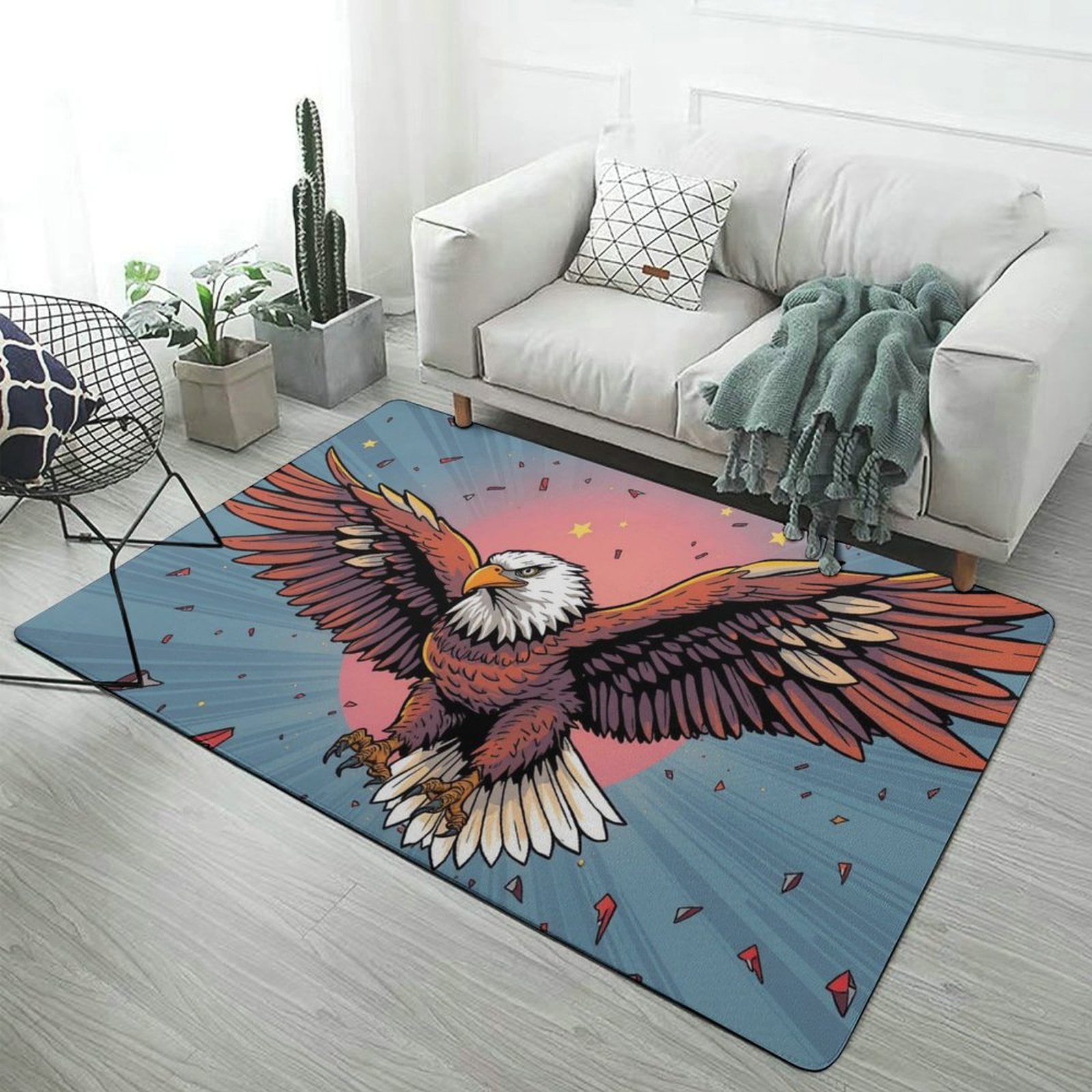 American Bald Eagle Soaring Area Rug Wet Carpet Luxury Area Rug Living ...