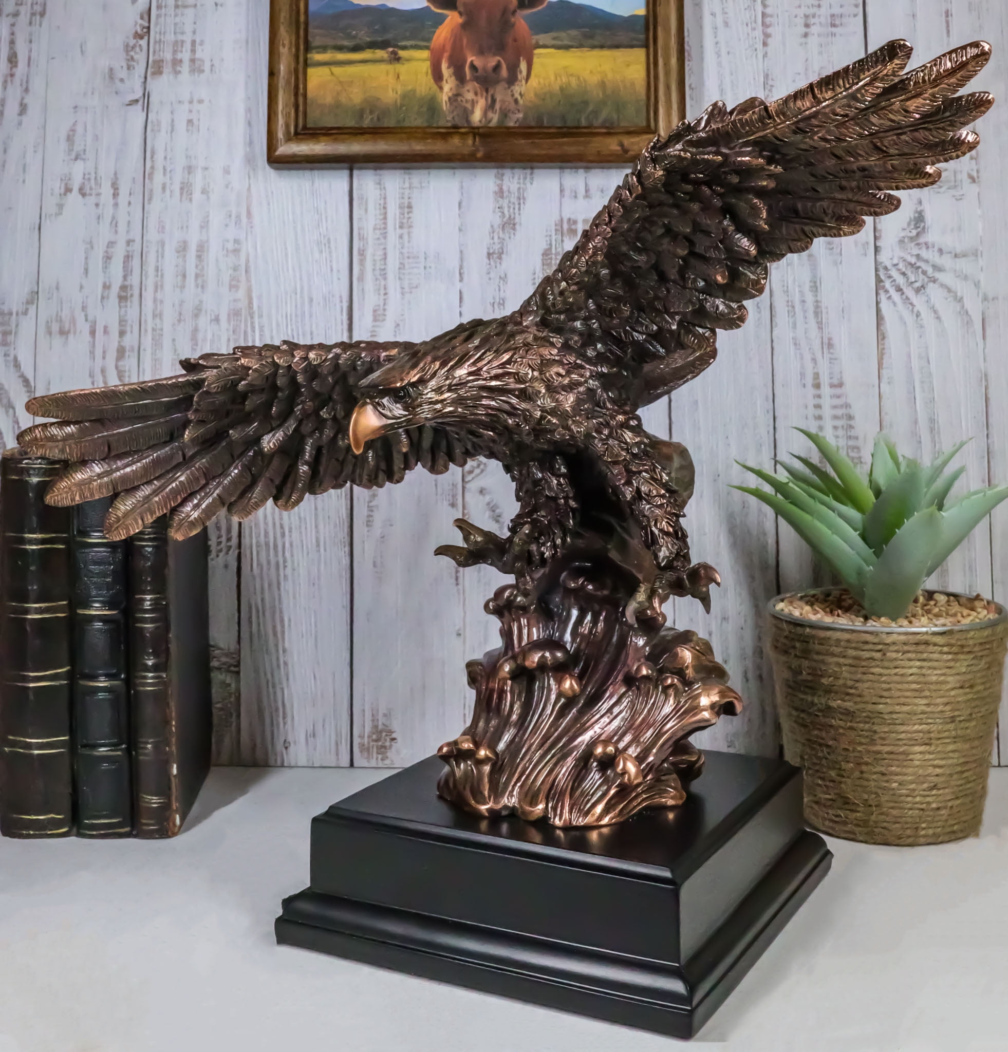 American Bald Eagle Swooping Towards Water Bronze Electroplated Resin ...