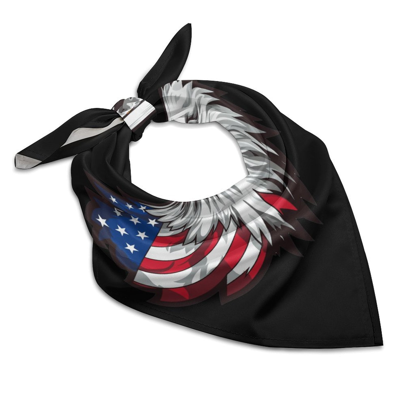 American Bald Eagle USA Flag Women's Satin Square Silk-like Hair ...