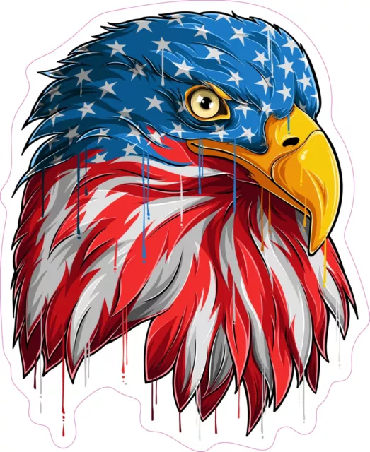 American Bald Eagle W/American Flag Side View Sticker Window Decal ...