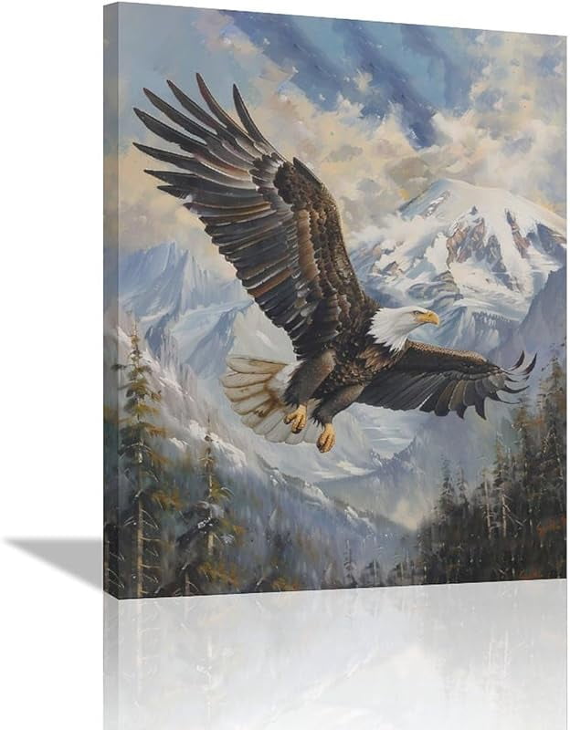 American Bald Eagle Wall Art Flying Eagle Canvas Prints Patriotic ...