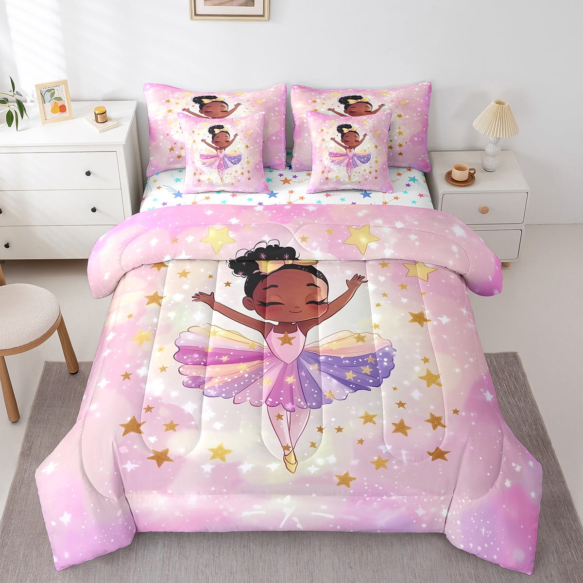 American Ballerina Bed in a Bag 7 Piece Black Bedding Sets Twin Size ...