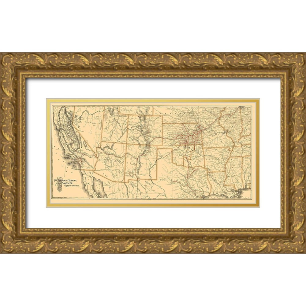 American Bank Note 32x18 Gold Ornate Wood Framed with Double Matting ...
