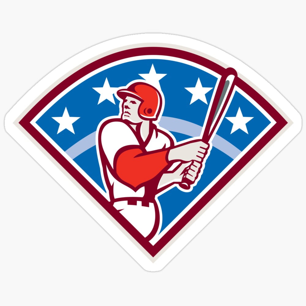 American Baseball Batter Hitter Bat Diamond Retro Sticker Phone Decal ...