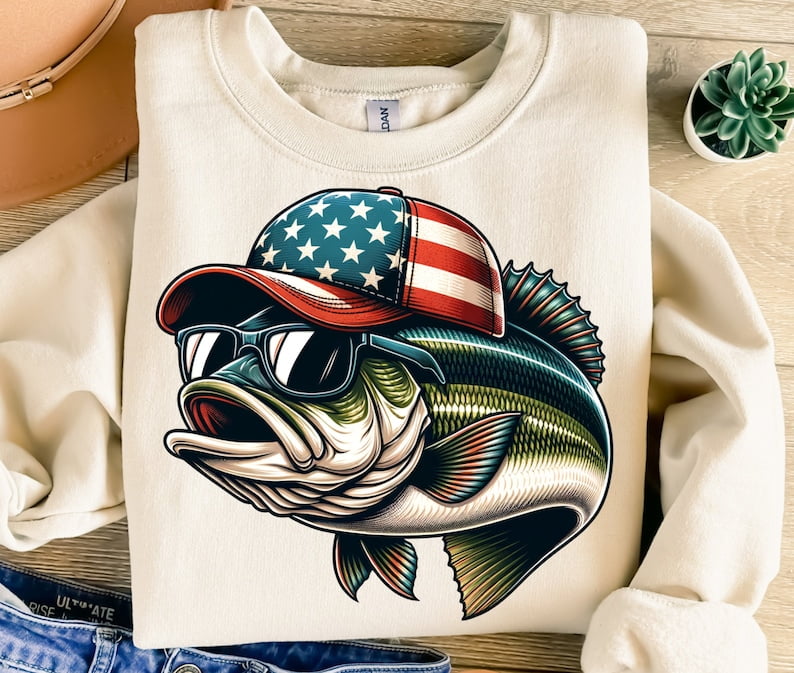 American Baseball Cap Bass, Large Mouth Bass, 4th Of July - Walmart.com