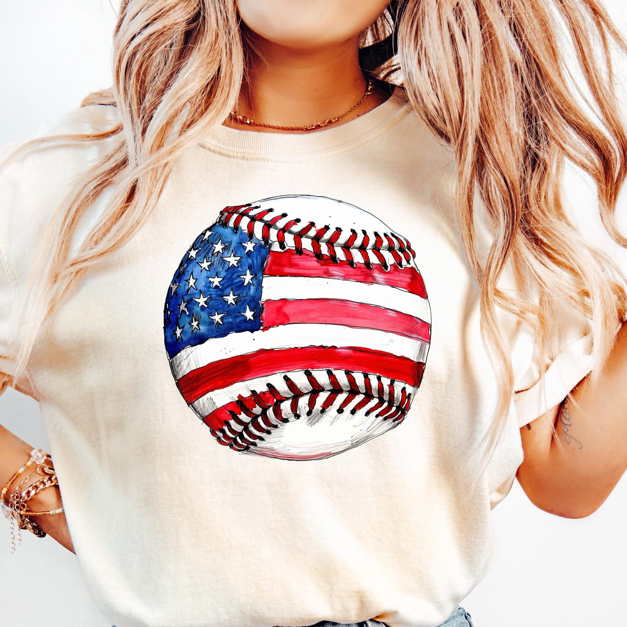American Baseball Lover Shirt Blue Red and White Baseball Shirt 4th of ...