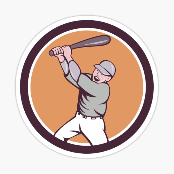 American Baseball Player Batting Homer Circle Cartoon Sticker Baseball ...