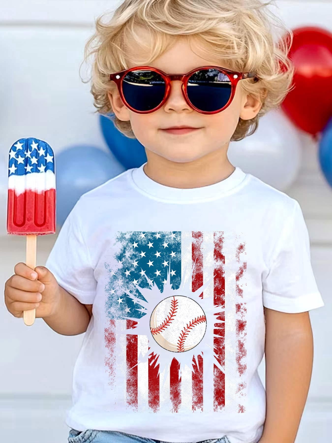 American Baseball US Flag 4th of July Boys Kids T-Shirt - Walmart.com