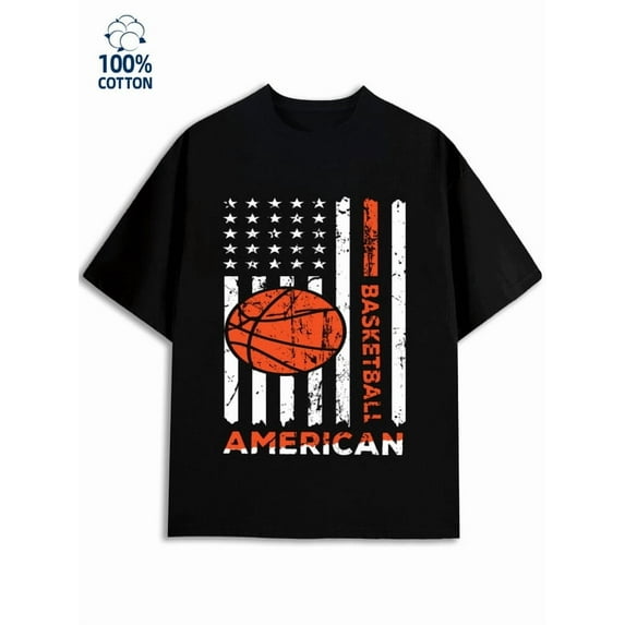 American Basketball men's funny humor 180G 100% Cotton black husband y2k Funny Unisex Shirt ...