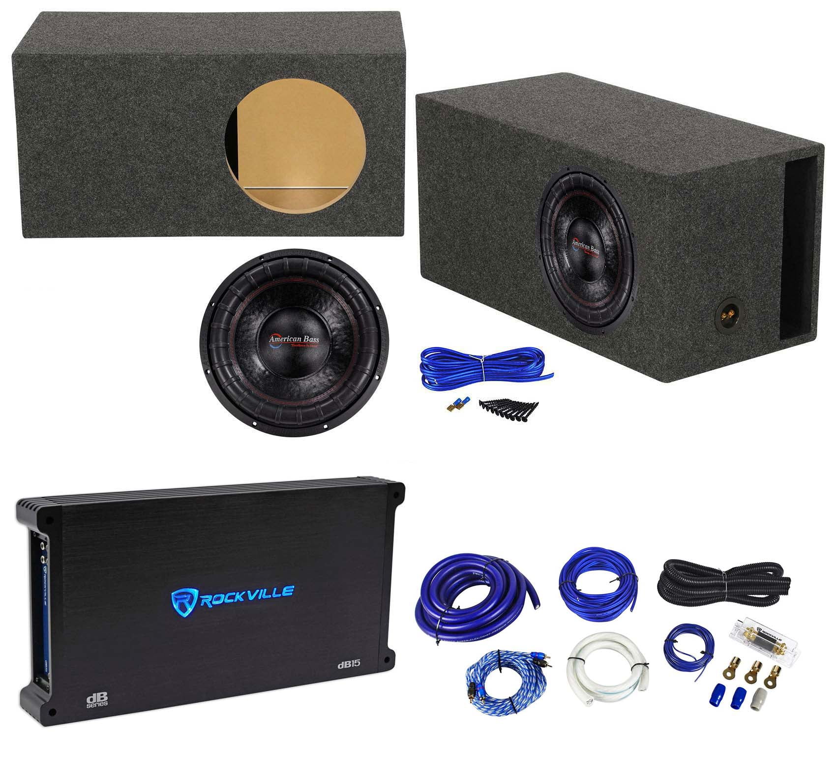 American Bass ELITE-1244 Car Subwoofer Amp Enclosure, 2400w 12 ...