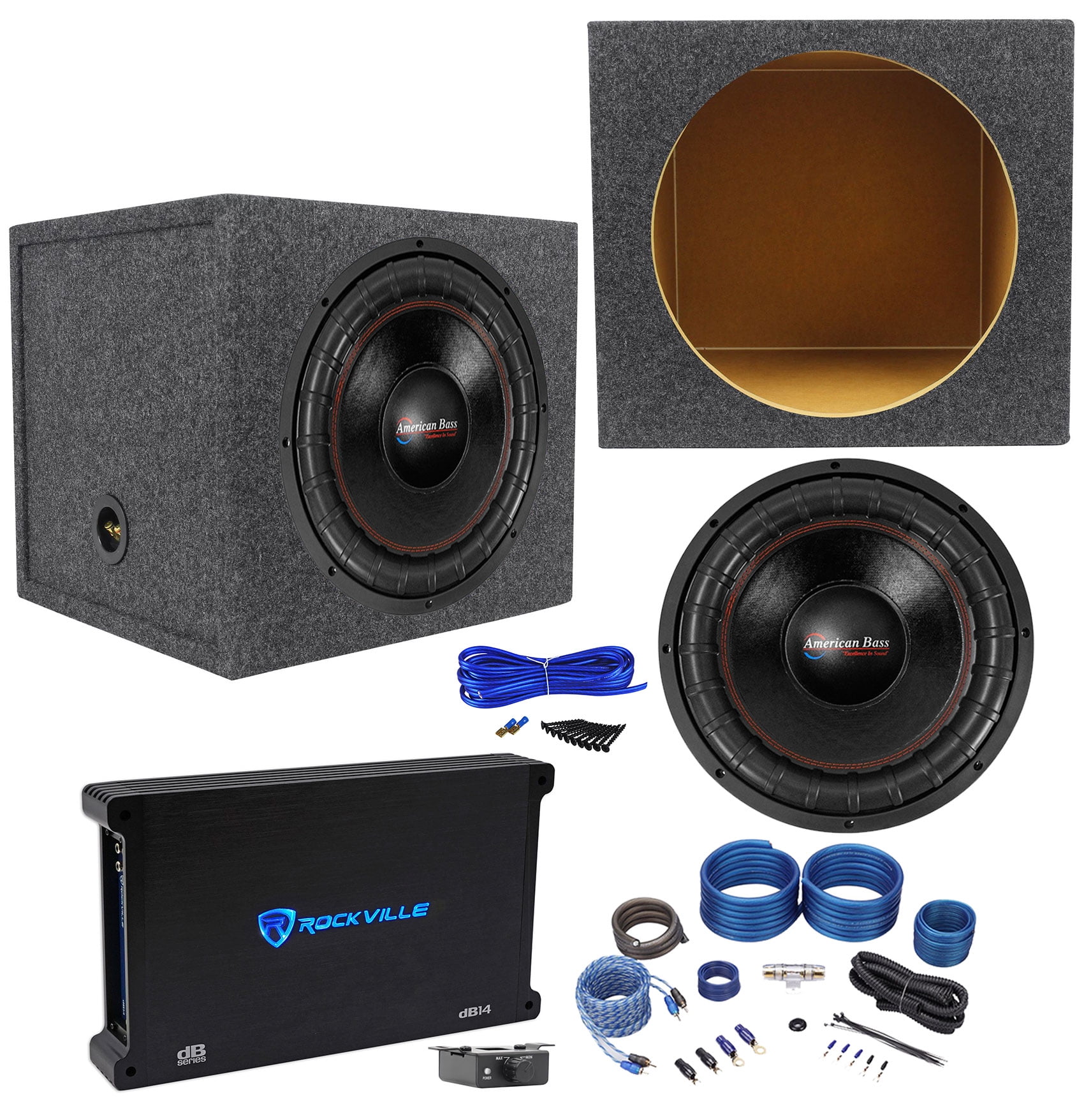 American Bass XFL-1544 2000w 15" Subwoofer+Sealed Sub Box+Mono ...