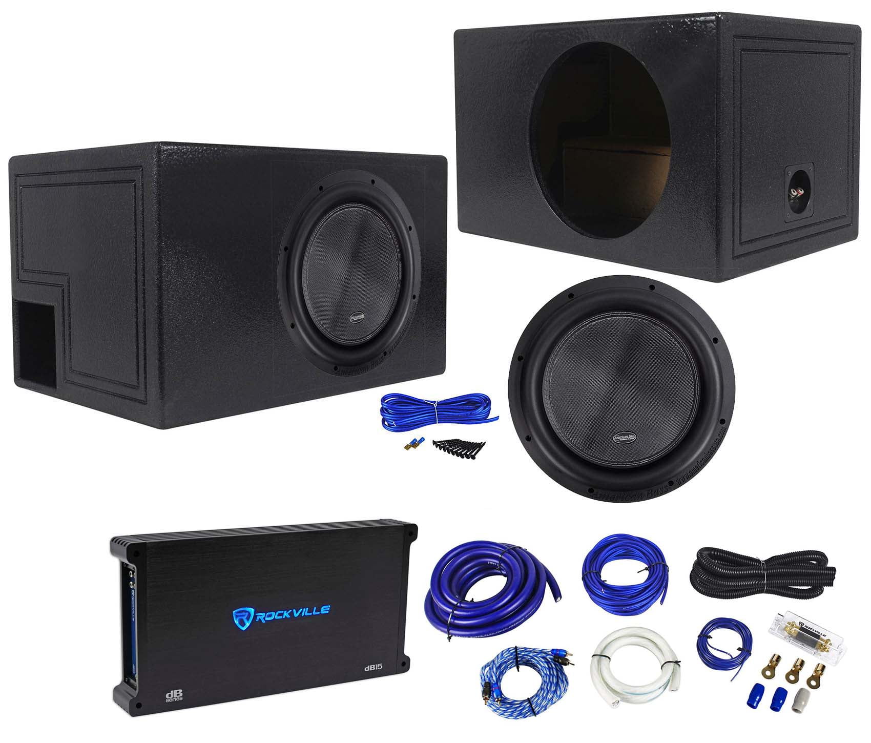 American Bass XR-12D4 2400w 12" Subwoofer+Vented Sub Box+Mono Amplifier ...