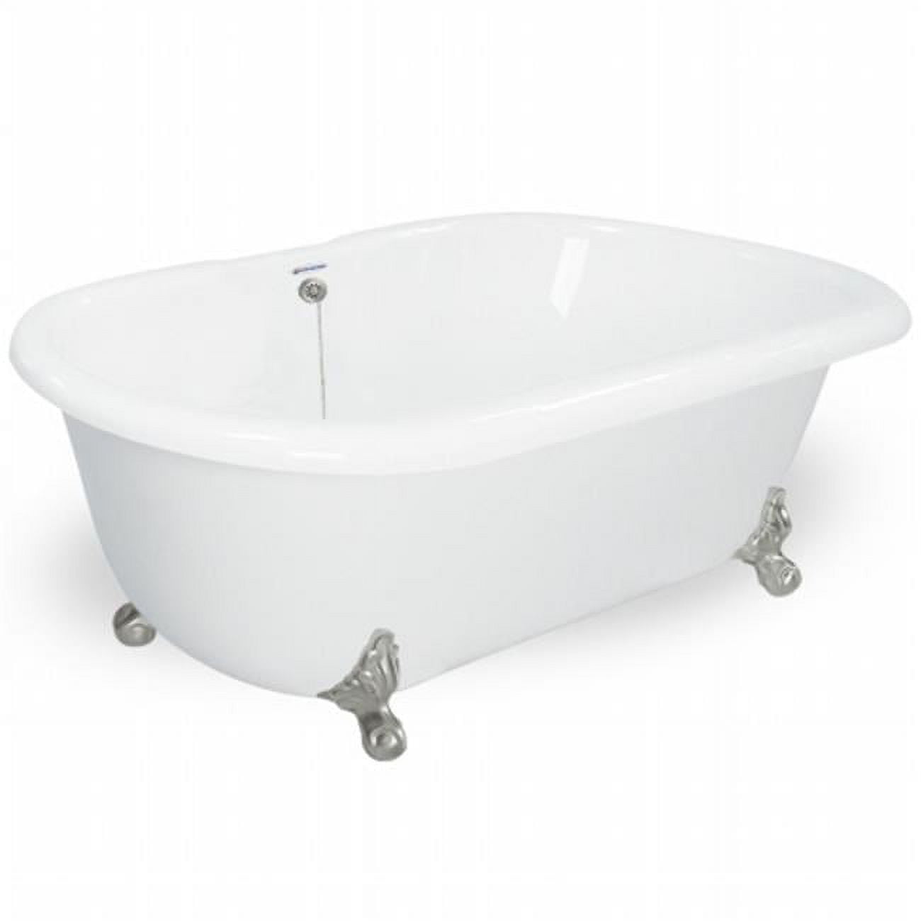 American Bath Factory Celine 70 in. White Acrastone Tub & Drain- Satin ...
