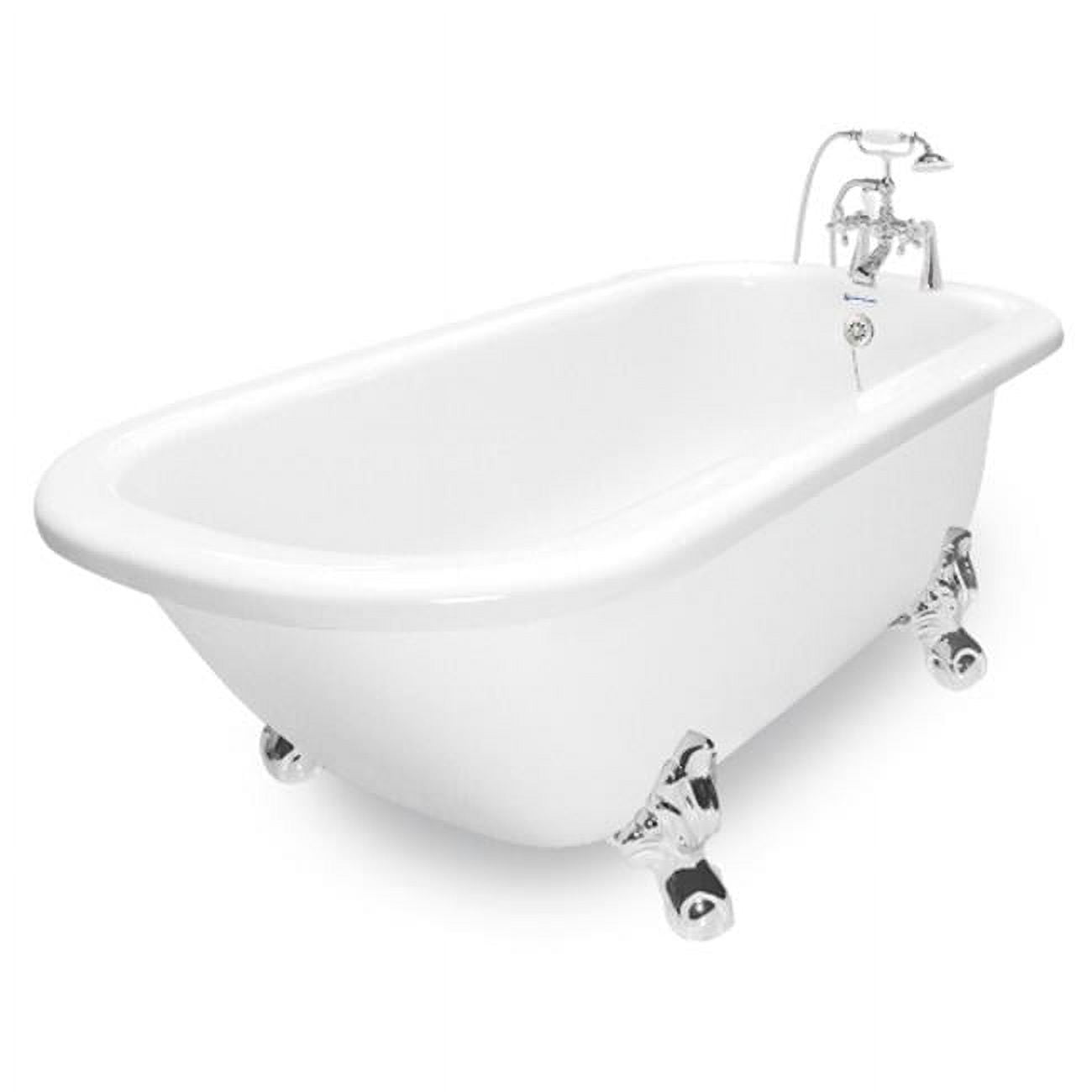 American Bath Factory T051B-CH Trinity 60 in. White Acrastone Bath Tub ...