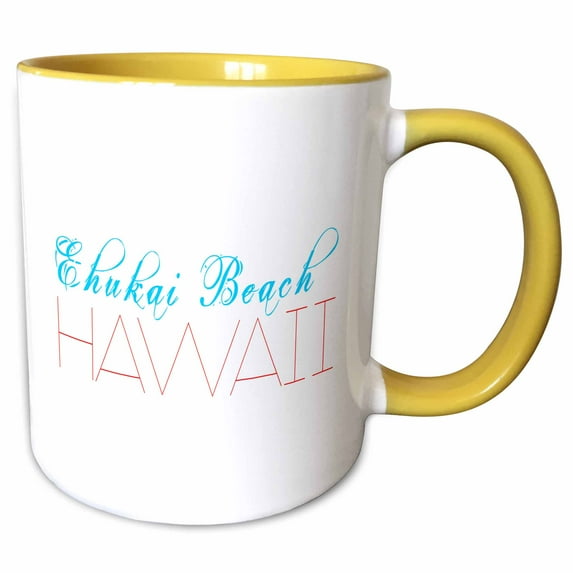 American Beaches - Enukai Beach, Hawaii, blue, red on white 15oz Two ...