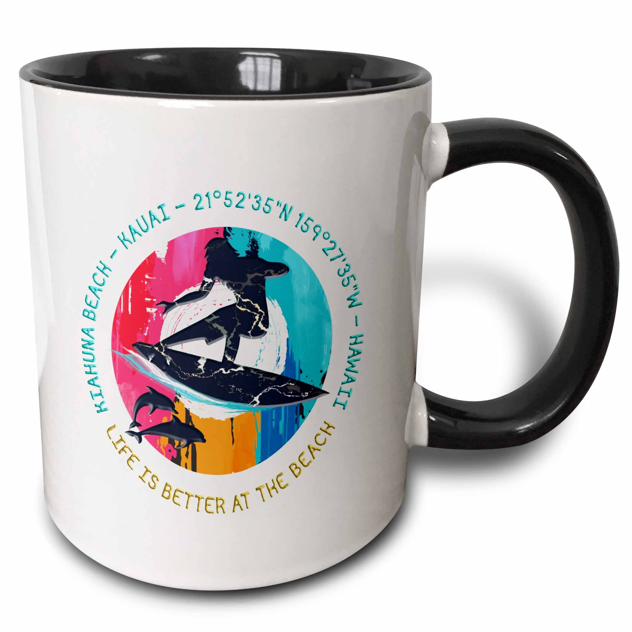 3drose, American Beaches - Kiahuna Beach, Kauai, Hawaii Awesome Gifts for Family, 15oz Two-tone ...