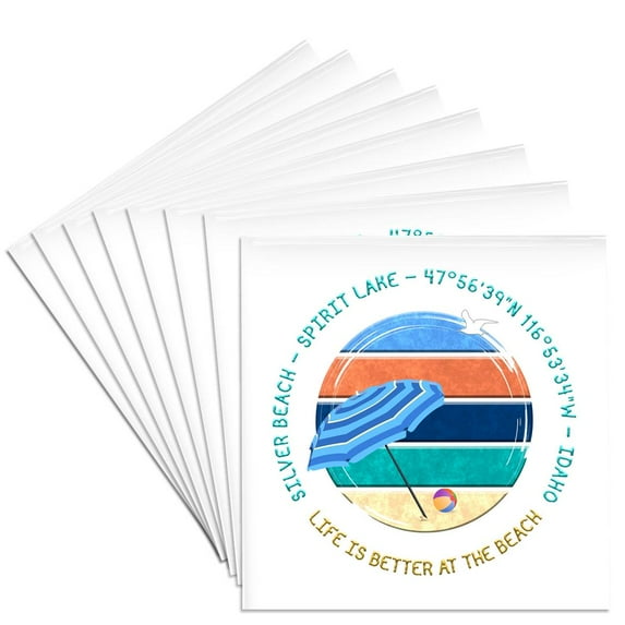 American Beaches - Silver Beach, Spirit Lake, Idaho Travel Gift, set of ...