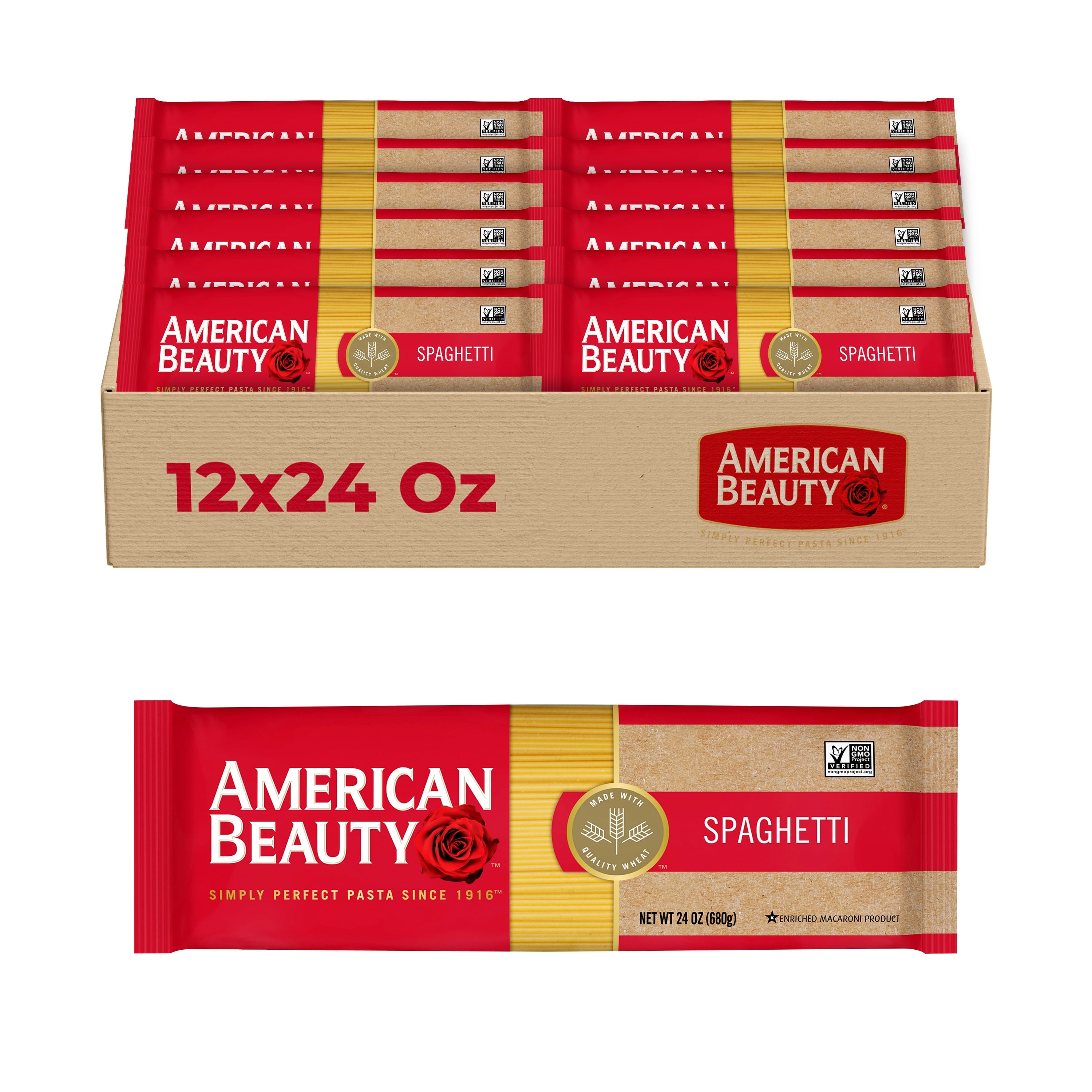 American Beauty Spaghetti Pasta, 12-Pack (24 oz Each) – Traditional ...