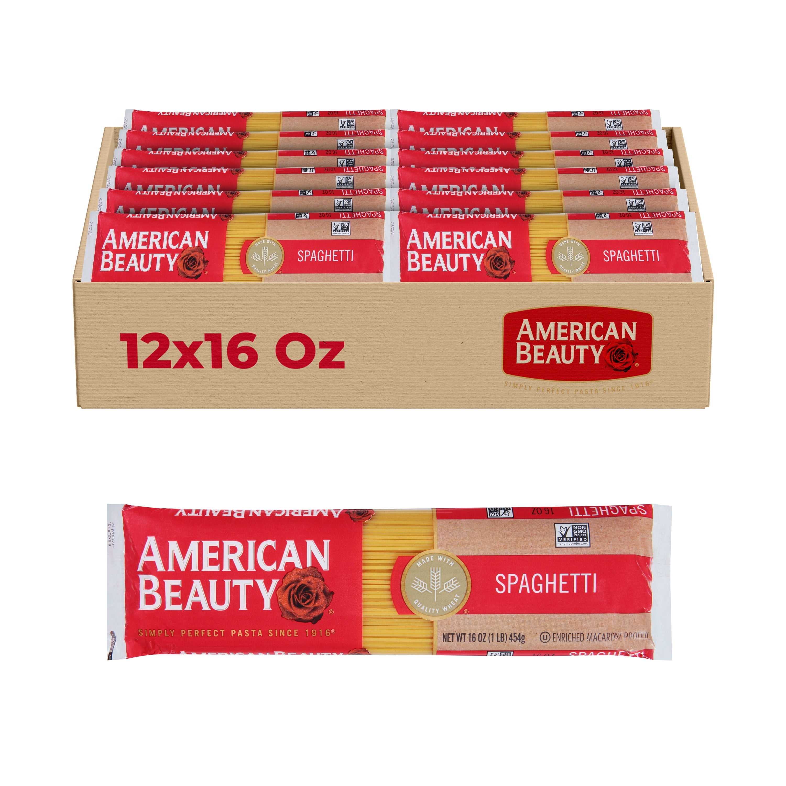 American Beauty Spaghetti Pasta, 24-Pack (16 oz Each) – Traditional ...