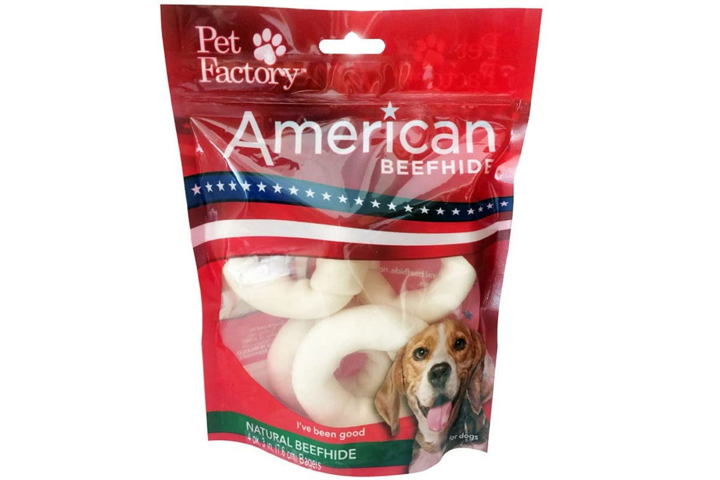 American Beefhide 3" Bagels Dog Chew Treats - Natural Flavor, 4 Count/1 ...