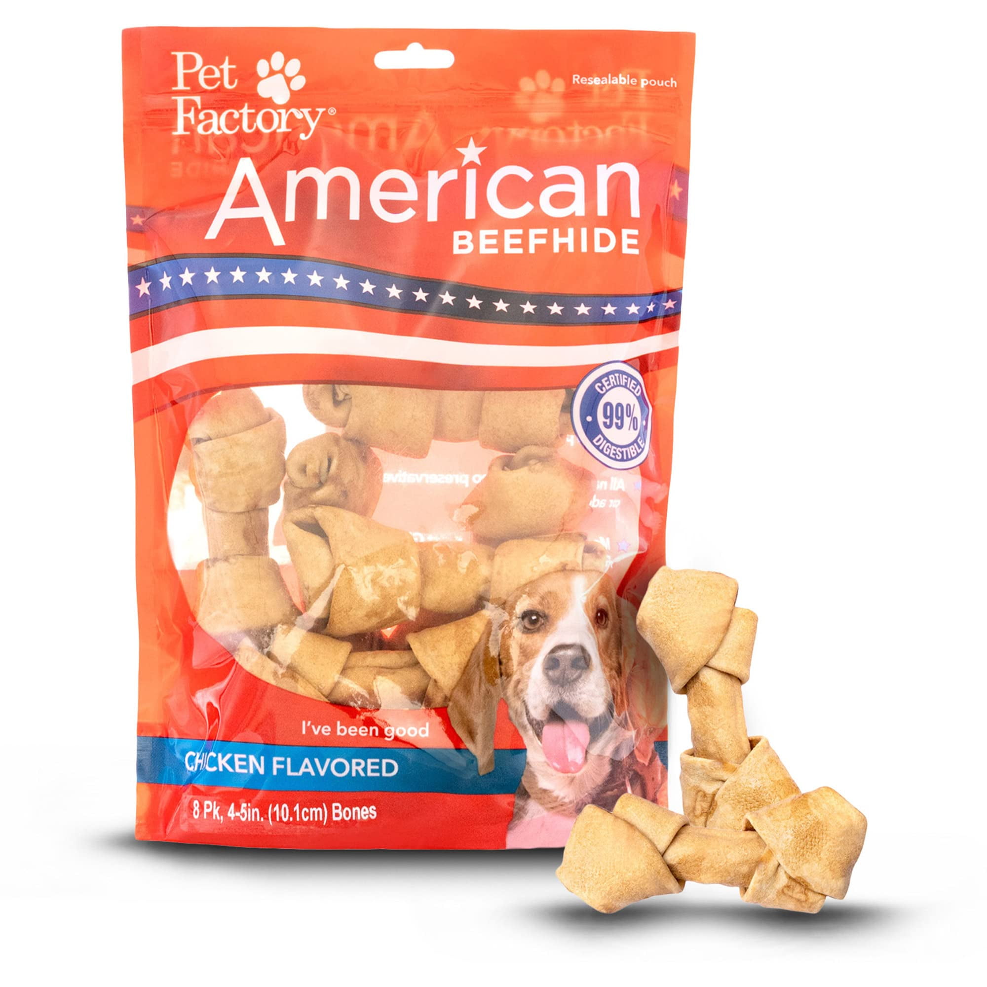 American Beefhide 4-5" Knotted Bones Dog Chew Treats - Chicken Flavor ...