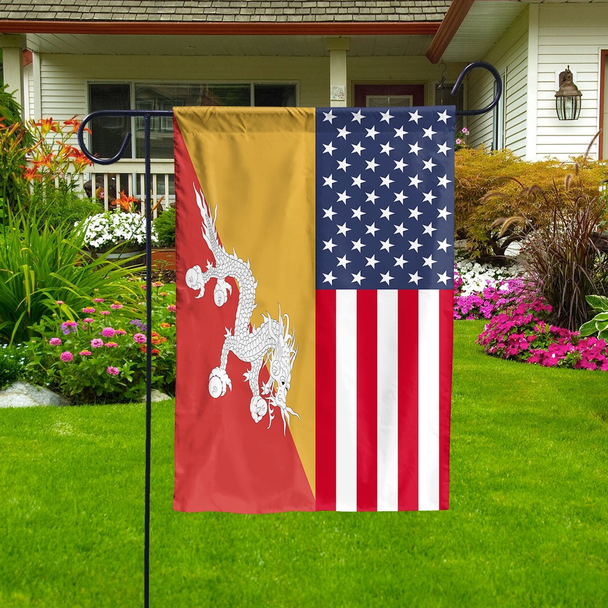 American Bhutan Flag Bhutanese Friendship U.S.A Memorial Day Patriotic ...
