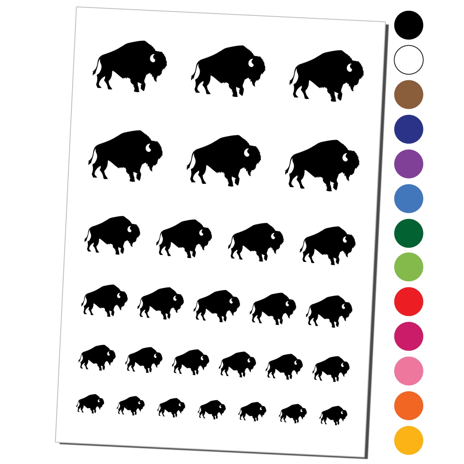 American Bison Buffalo Silhouette Water Resistant Temporary Tattoo Set ...