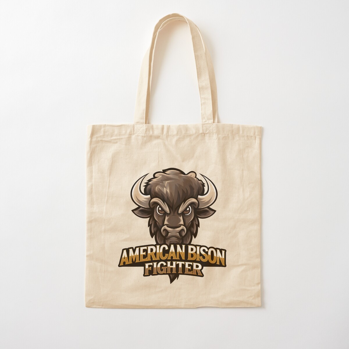 American Bison Fighter Cotton Tote Bag Canvas Tote Bag, Family Gift For ...