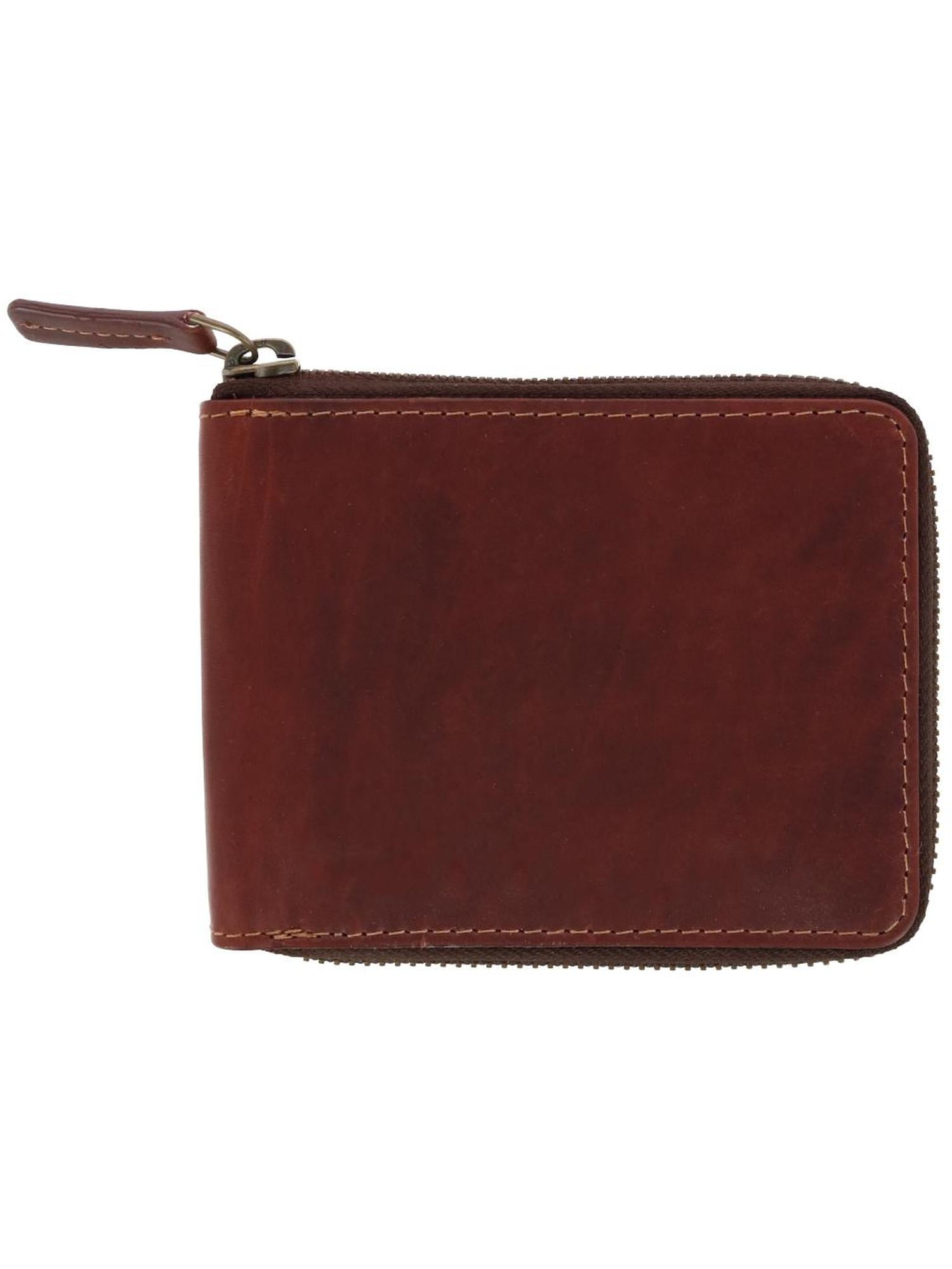 American Bison Oil Pull Up Leather Zip Around Wallet with Center Flap ...