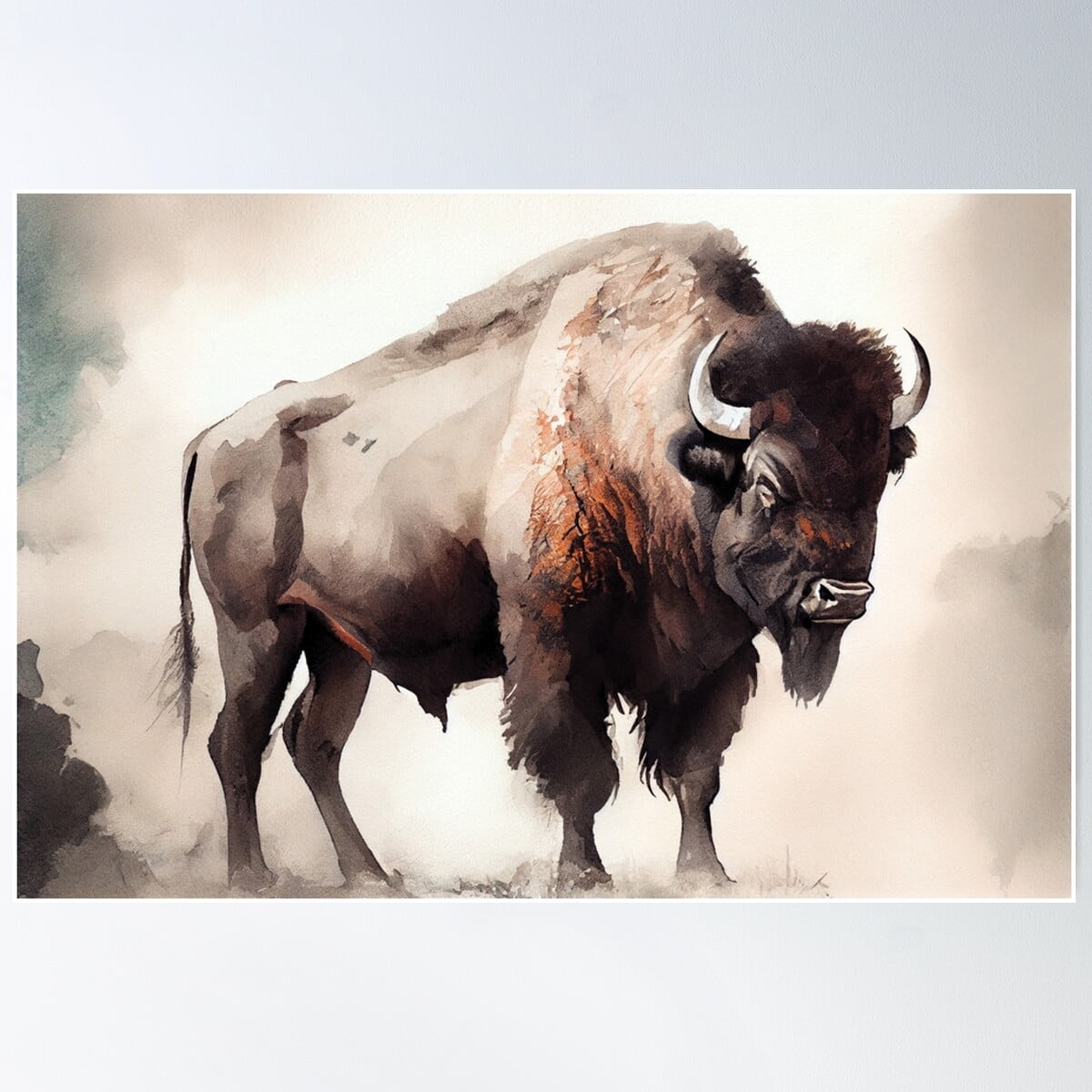 American Bison Poster Wall Art, Modern Wall Decor For Living Room ...