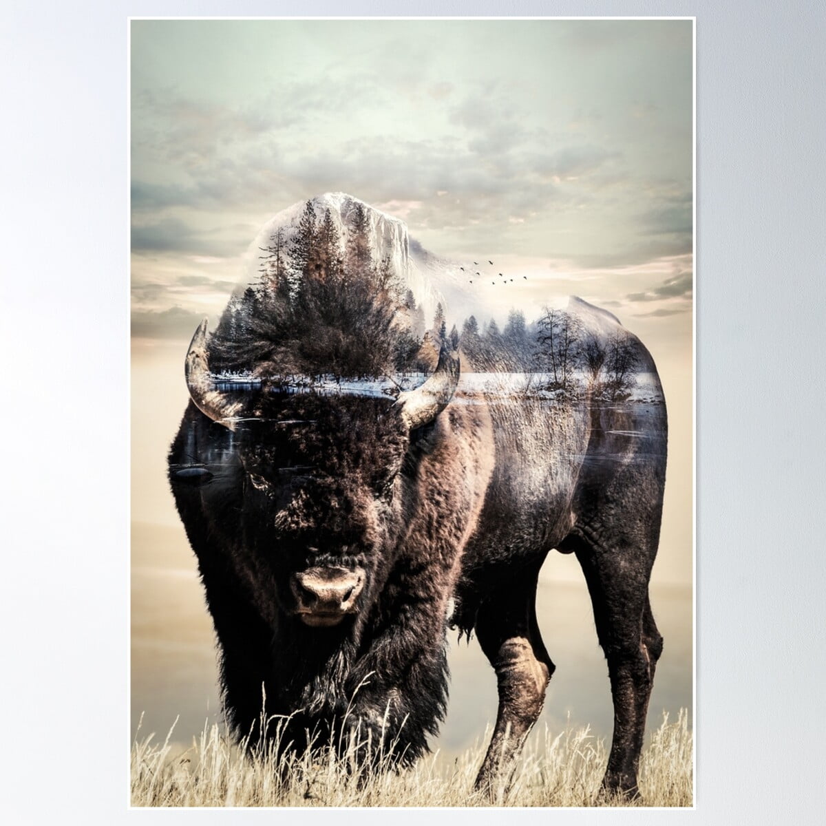 American Bison Poster Wall Art, Modern Wall Decor For Living Room Bedroom, 24x36 UNFRAMED ...