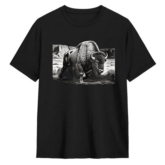 American Bison Retro Graphic Tee for Men and Women, Amusing Camping ...