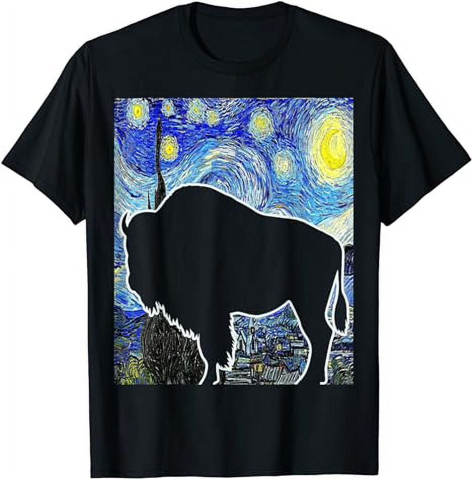 American Bison Starry Night Van Gogh Buffalo T-Shirt - Walmart.com