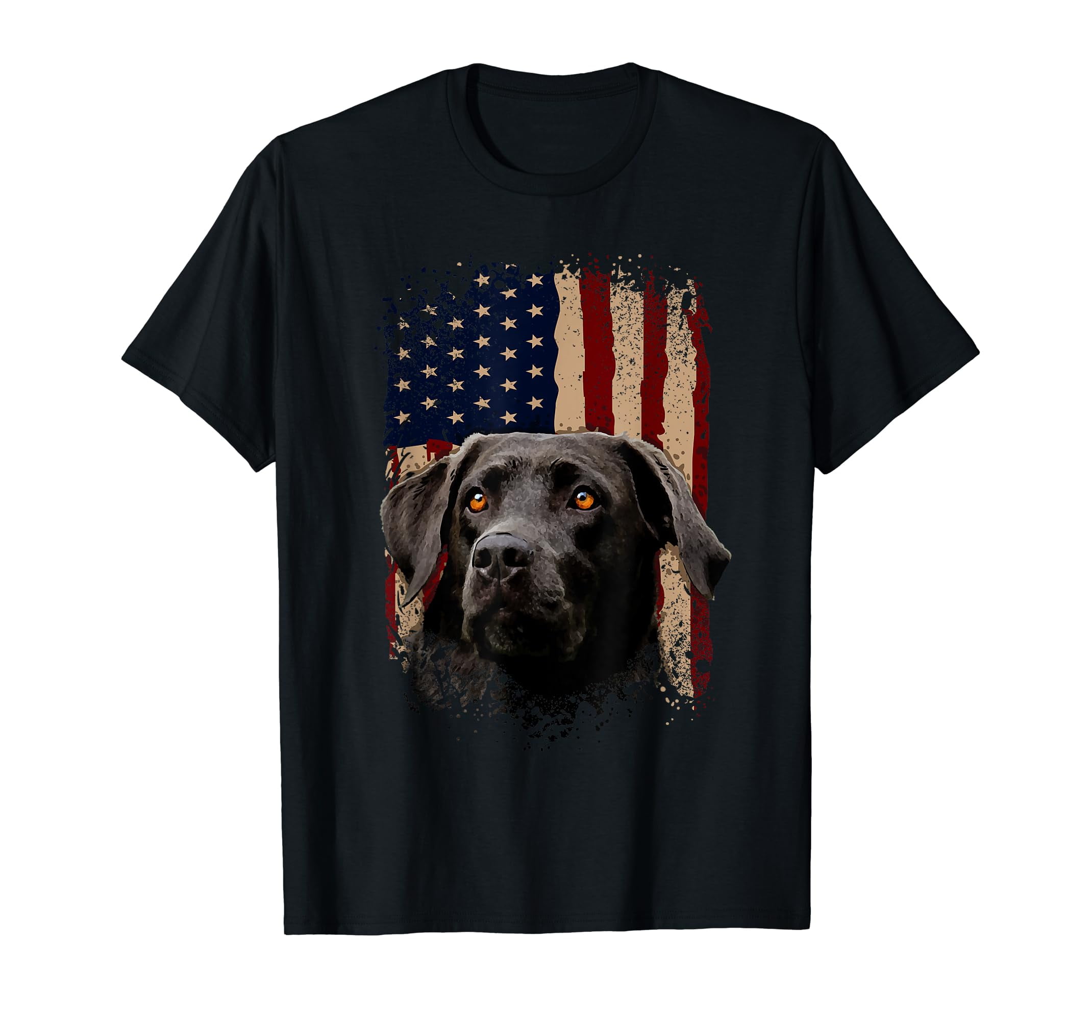 American Black Labrador USA Flag Lab Owner Black Crew Neck T-Shirt ...