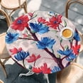 American Blue Red Flower Round Fitted Tablecloth with Elastic Edge ...