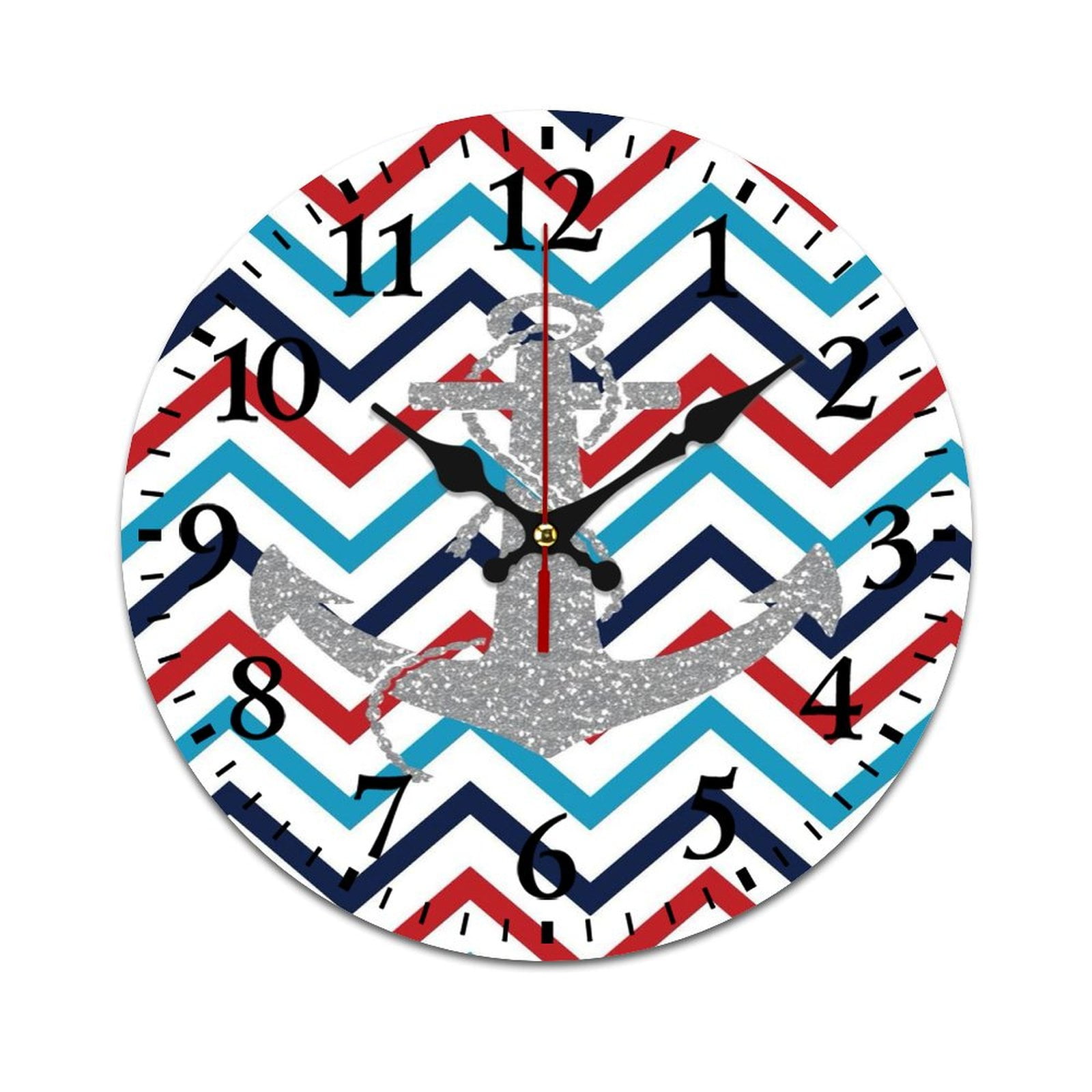 American Blue Red White Anchor Wall Clock Modern Design Clocks Wall ...