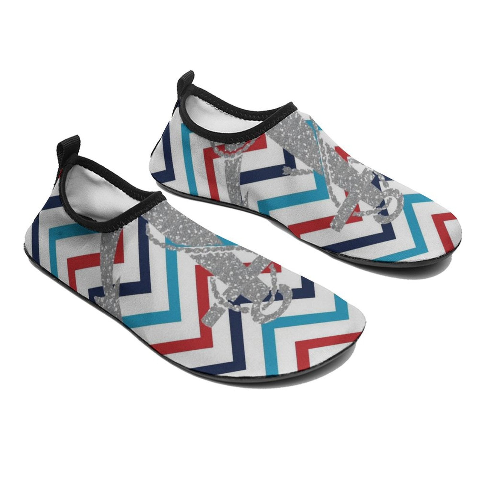 American Blue Red White Anchor Water Shoes Beach Slip-on Shoes for Men ...
