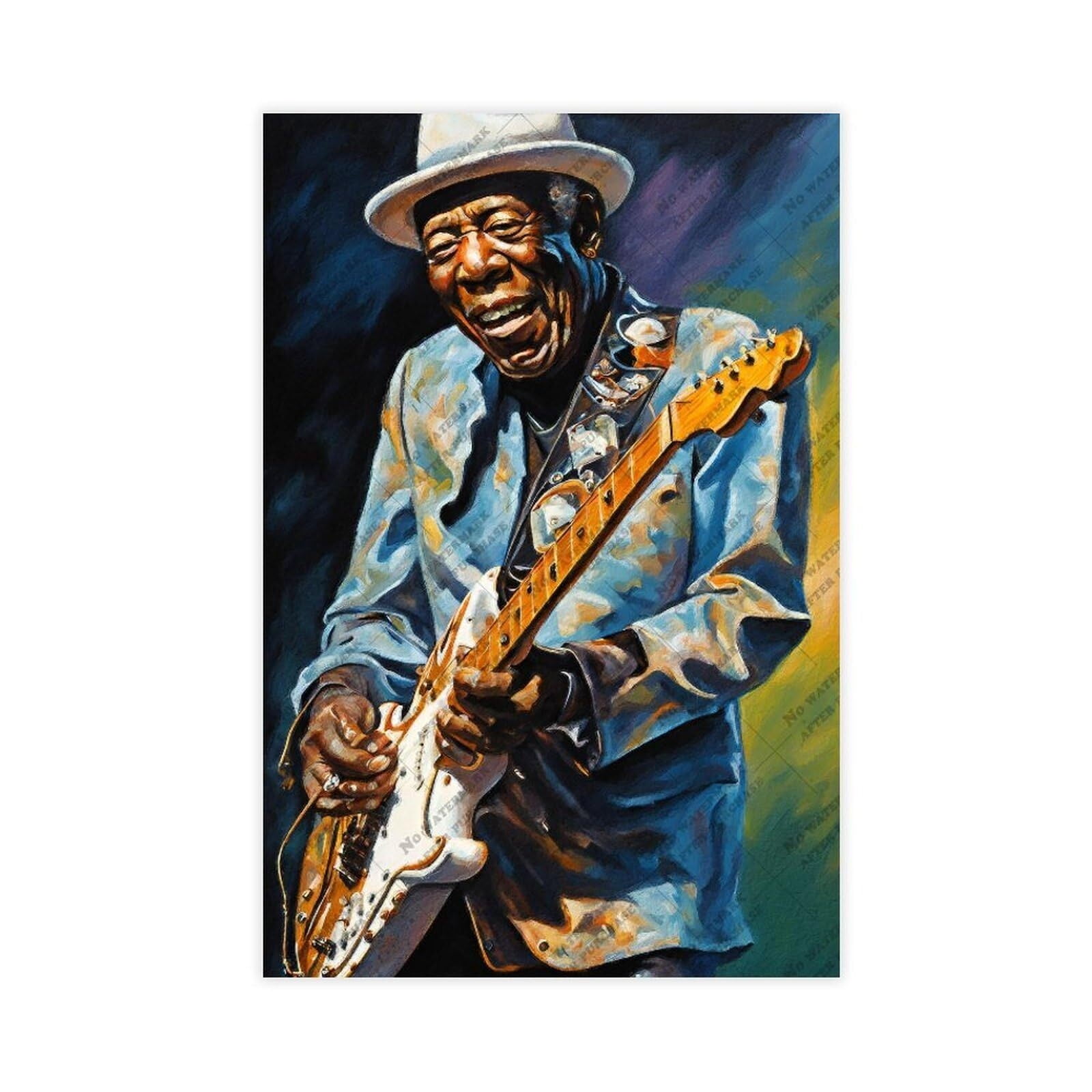 American Blues Guitarist Buddy_Guy (3) Oil Painting Style Canvas ...