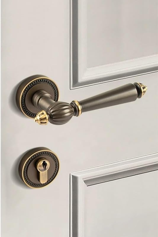 American Brass Indoor Silent Door Lock Villa Solid Wood Mechanical ...