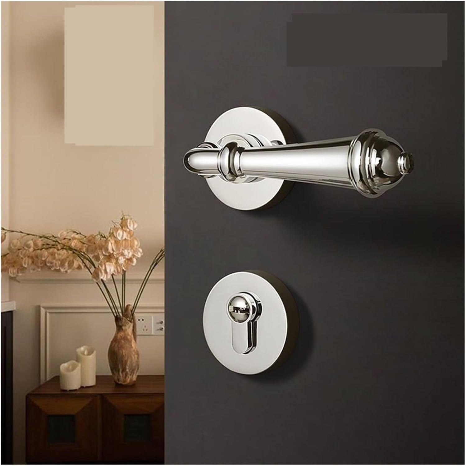 American Bright Silver Door Lock Indoor Bedroom Nordic Bright Silent ...