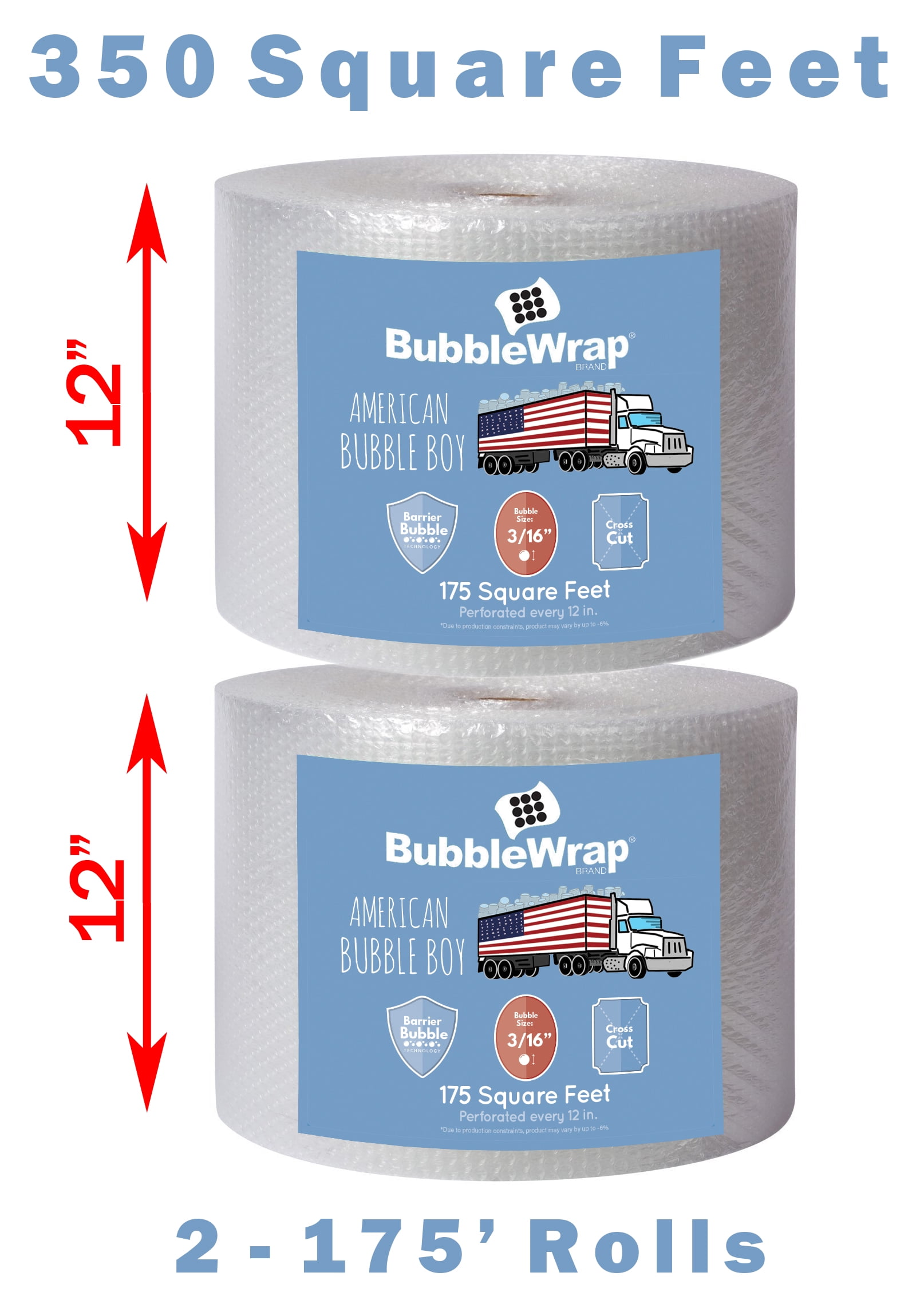 American Bubble Boy - Bubble Wrap Packing Rolls - 350 Feet x 12 Inches ...