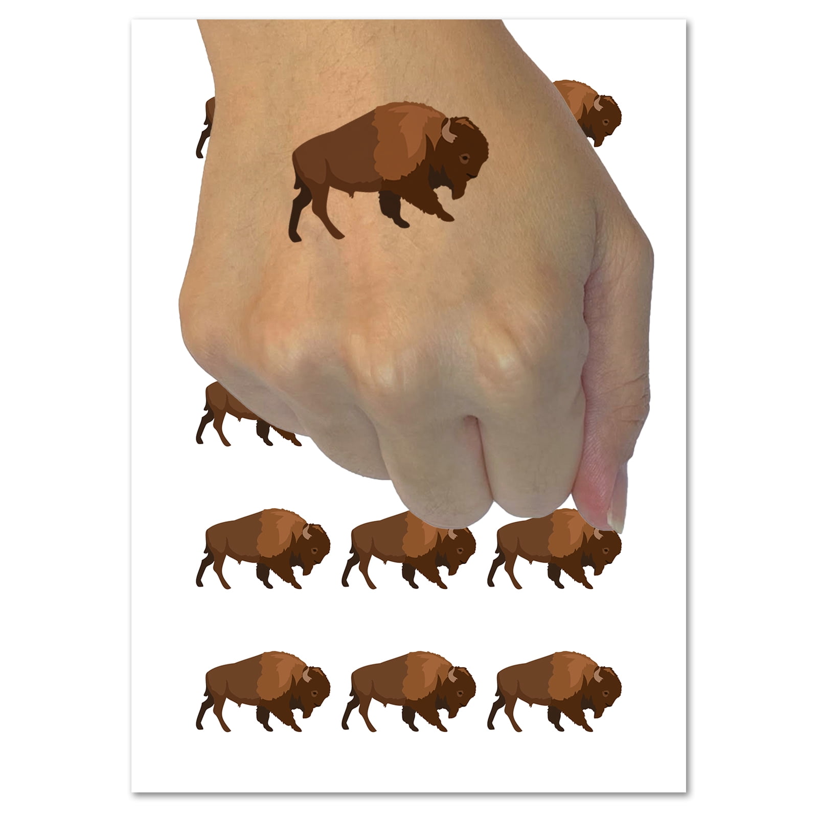 American Buffalo Bison Solid Water Resistant Temporary Tattoo Set Fake ...