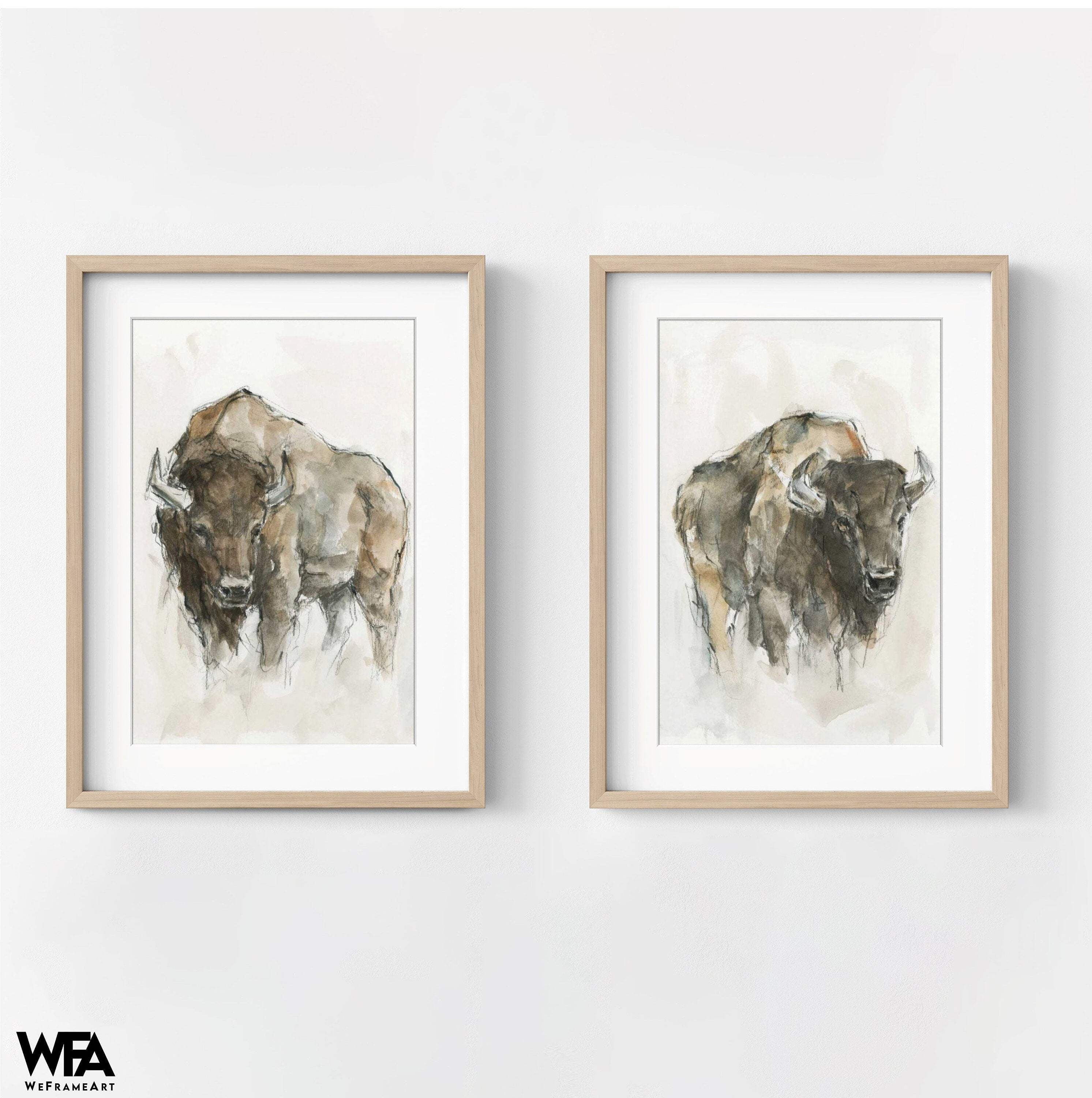 American Buffalo I II by Ethan Harper, Set of 2 Buffalo Prints, Farm ...