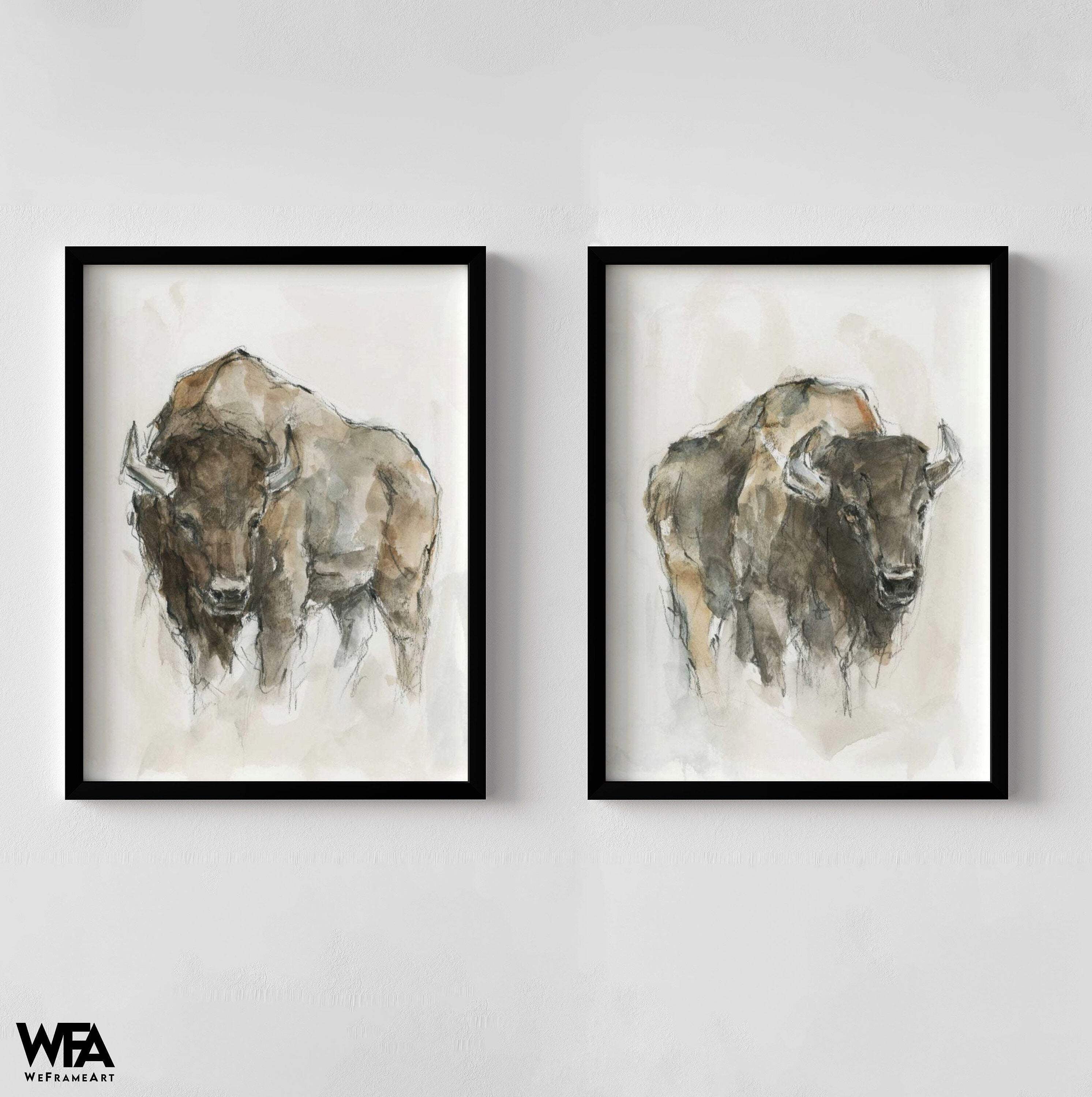 American Buffalo I II by Ethan Harper, Set of 2 Buffalo Prints, Farm ...