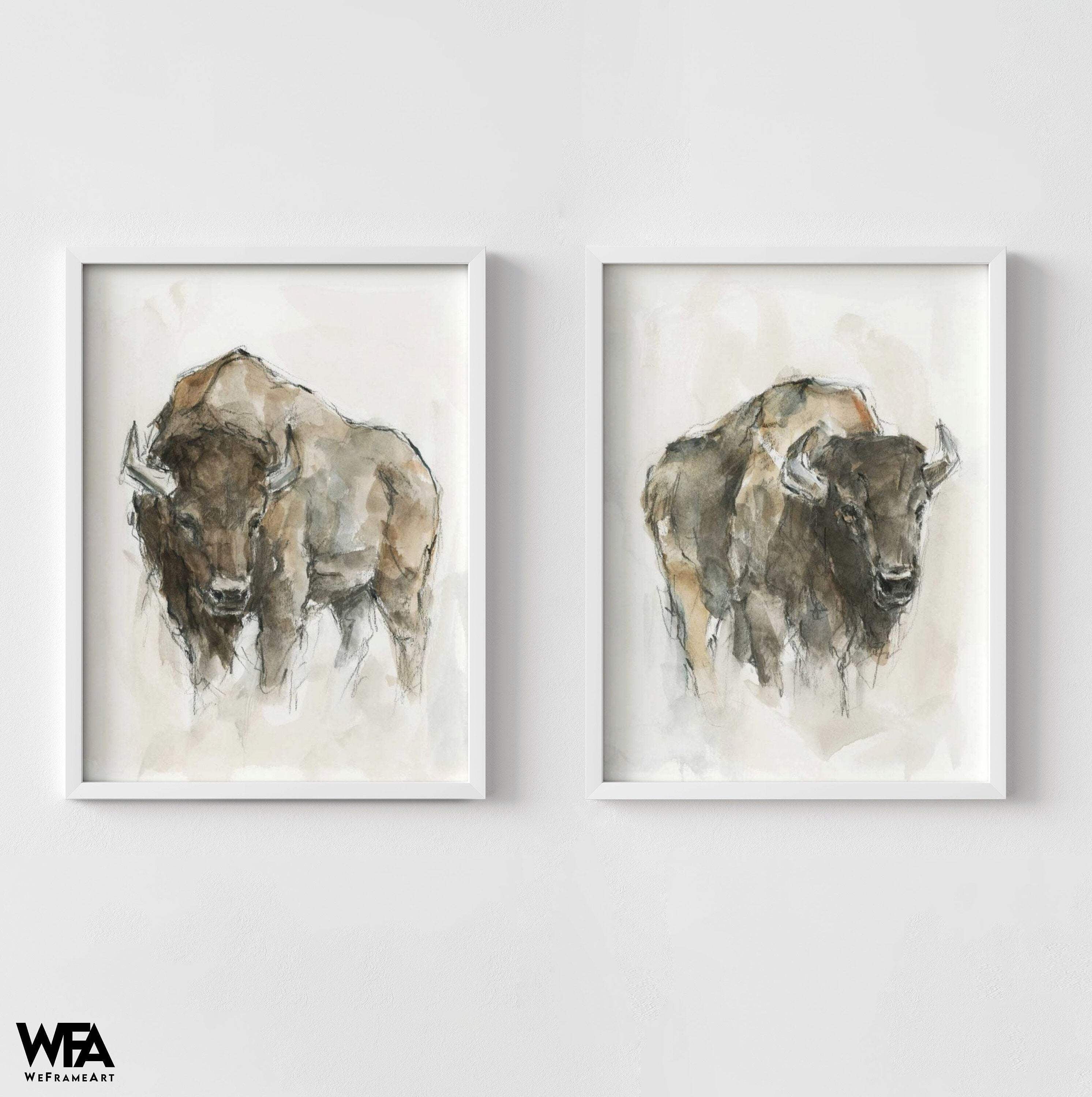 American Buffalo I II by Ethan Harper, Set of 2 Buffalo Prints, Farm ...