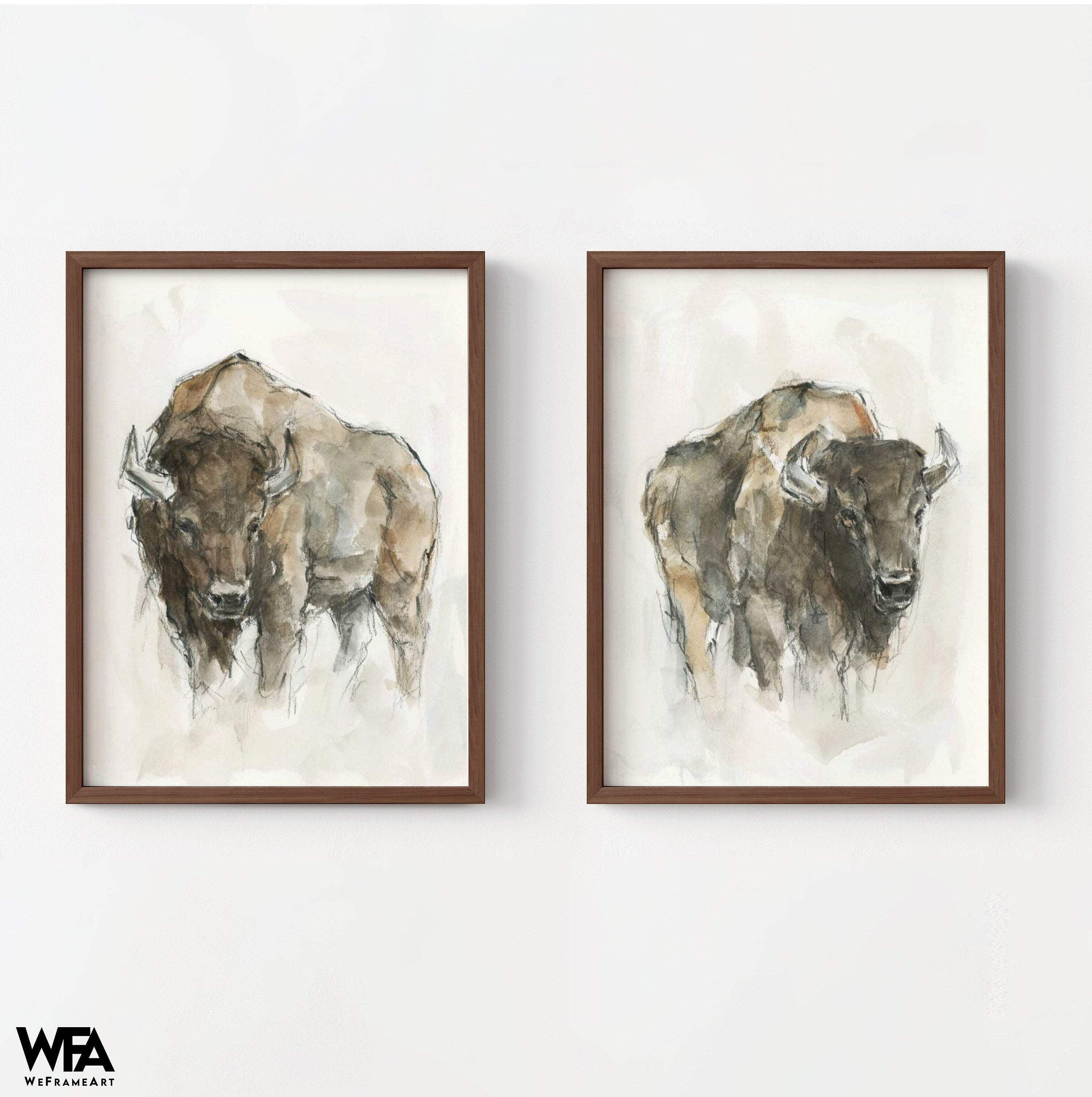 American Buffalo I II by Ethan Harper, Set of 2 Buffalo Prints, Farm ...