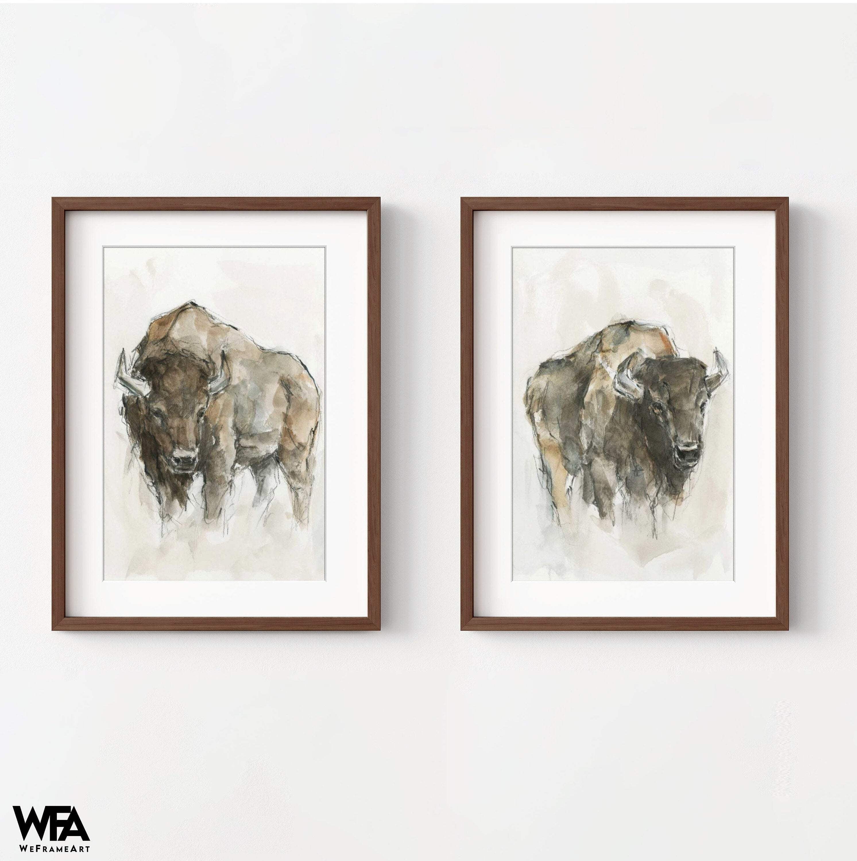 American Buffalo I II by Ethan Harper, Set of 2 Buffalo Prints, Farm ...