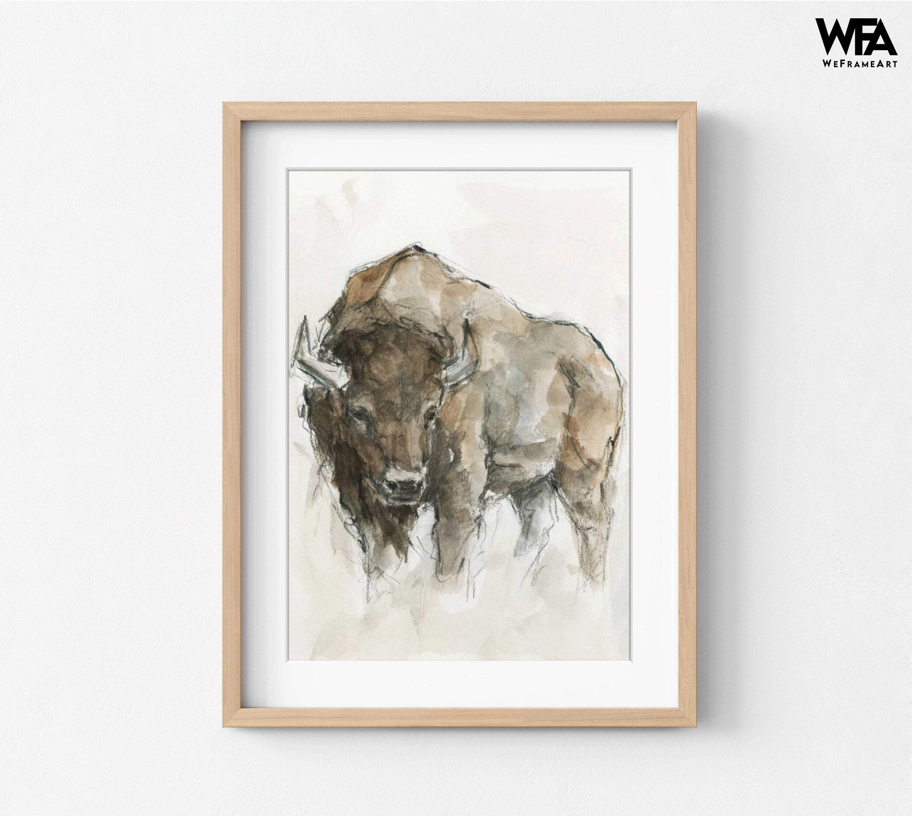 American Buffalo II by Ethan Harper, Buffalo Wall Art, Watercolor ...