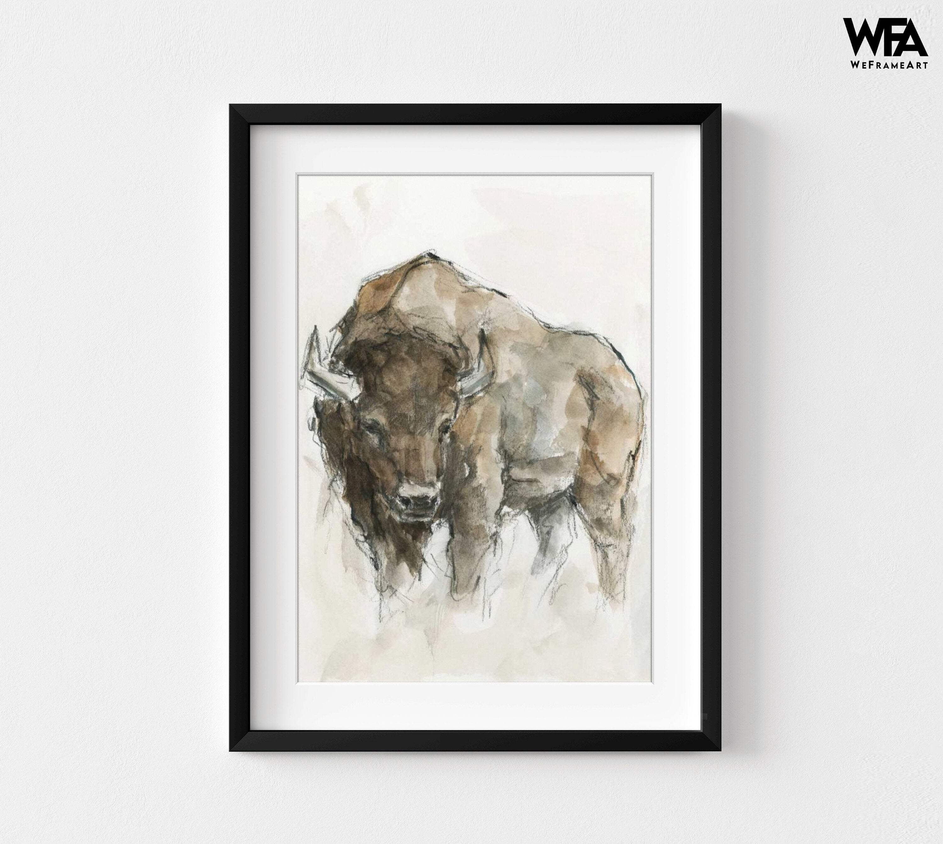 American Buffalo II by Ethan Harper, Buffalo Wall Art, Watercolor ...