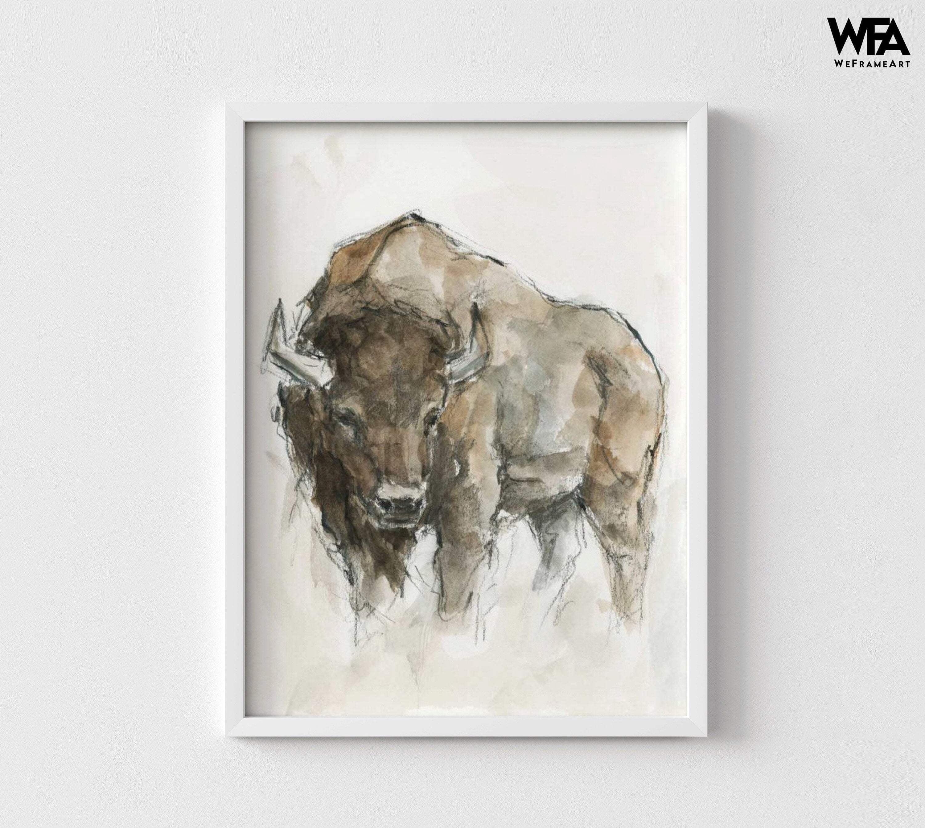 American Buffalo II by Ethan Harper, Buffalo Wall Art, Watercolor ...